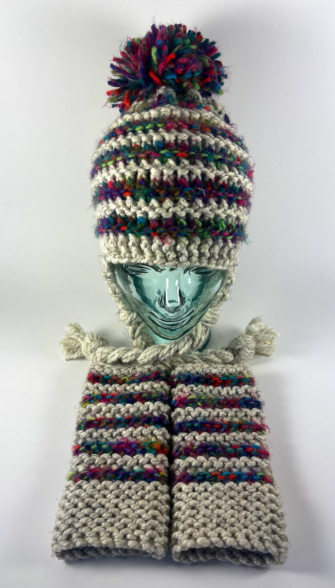 Hand Knit Ear Flap Hat, Peruvian Style Hat, Ear Warmer Hat, Ear Muff ...