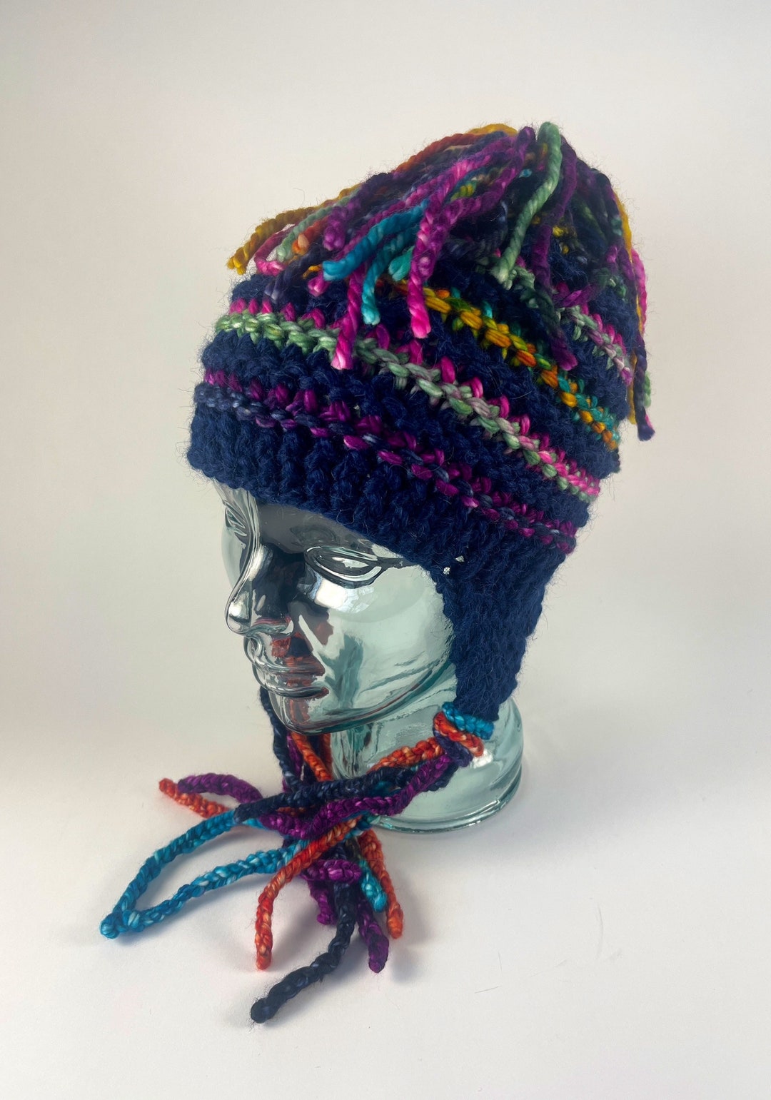 Hand Knit Ear Flap Hat Peruvian Style Hat Ear Warmer Hat - Etsy