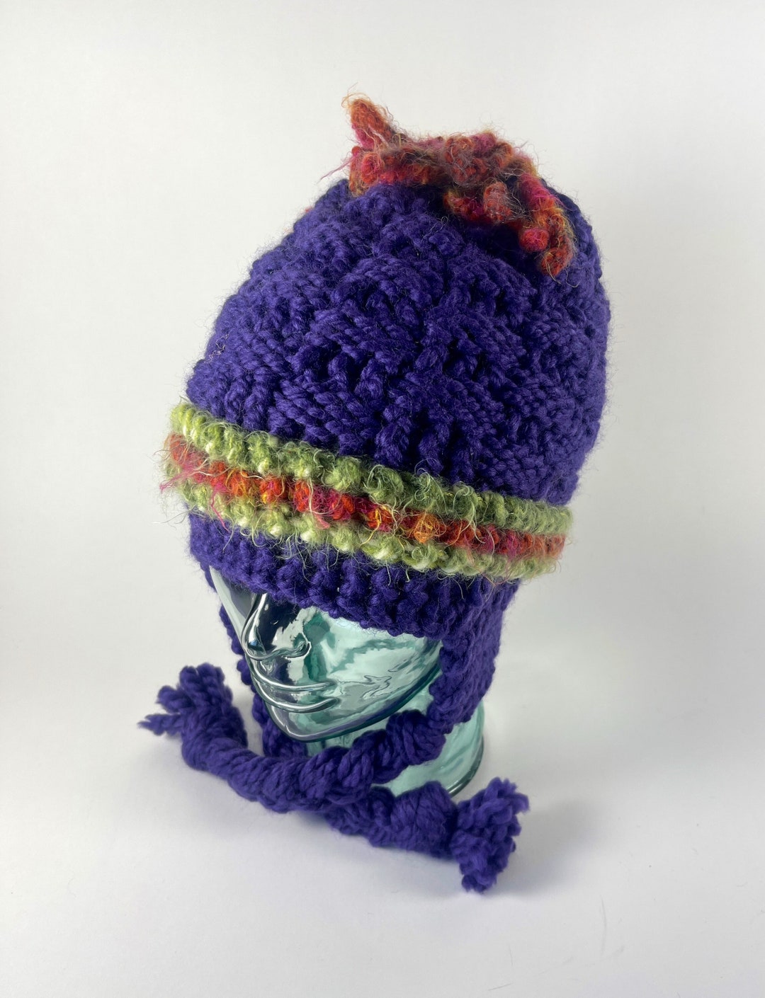 Hand Knit Ear Flap Hat, Peruvian Style Hat, Chullo, Ear Muff Hat, Ear ...