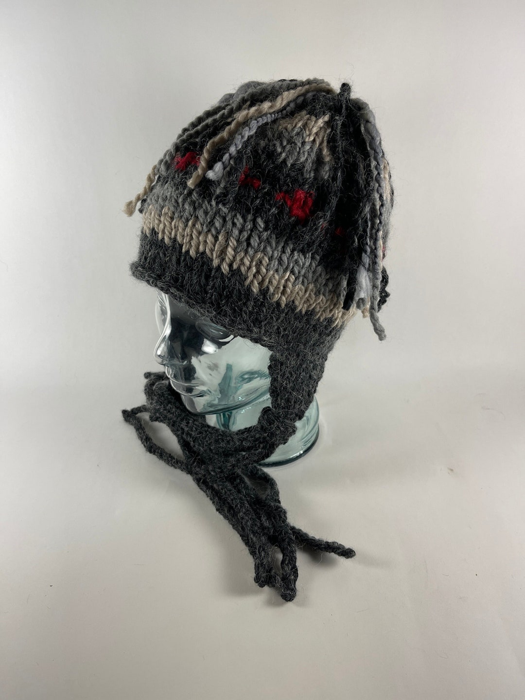 Hand Knit Ear Flap Hat, Nordic Style Ear Flap Hat, Chullo, Ear Warmer ...