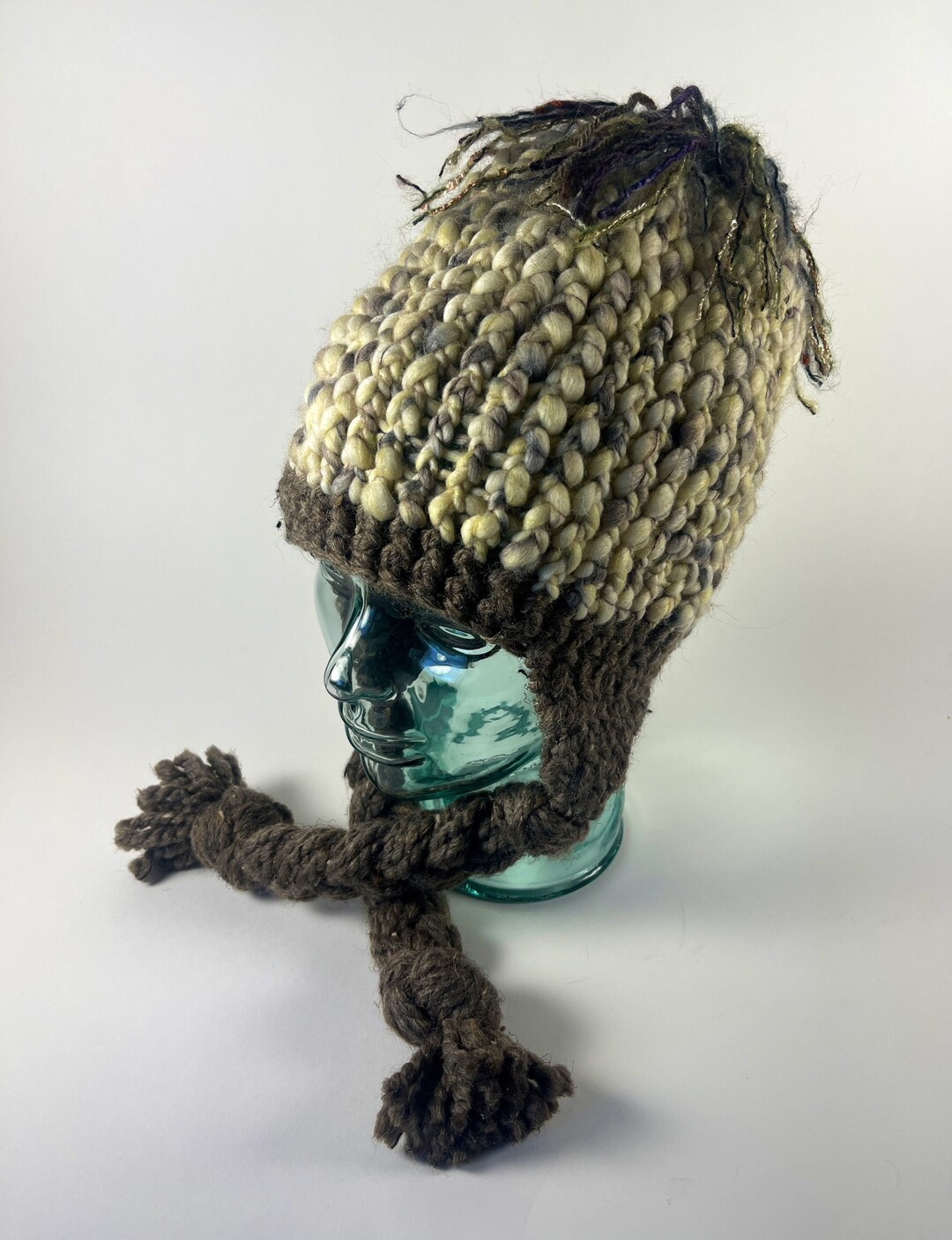 Hand Knit Ear Flap Hat, Peruvian Style Hat, Chullo, Ear Muff Hat, Ear ...