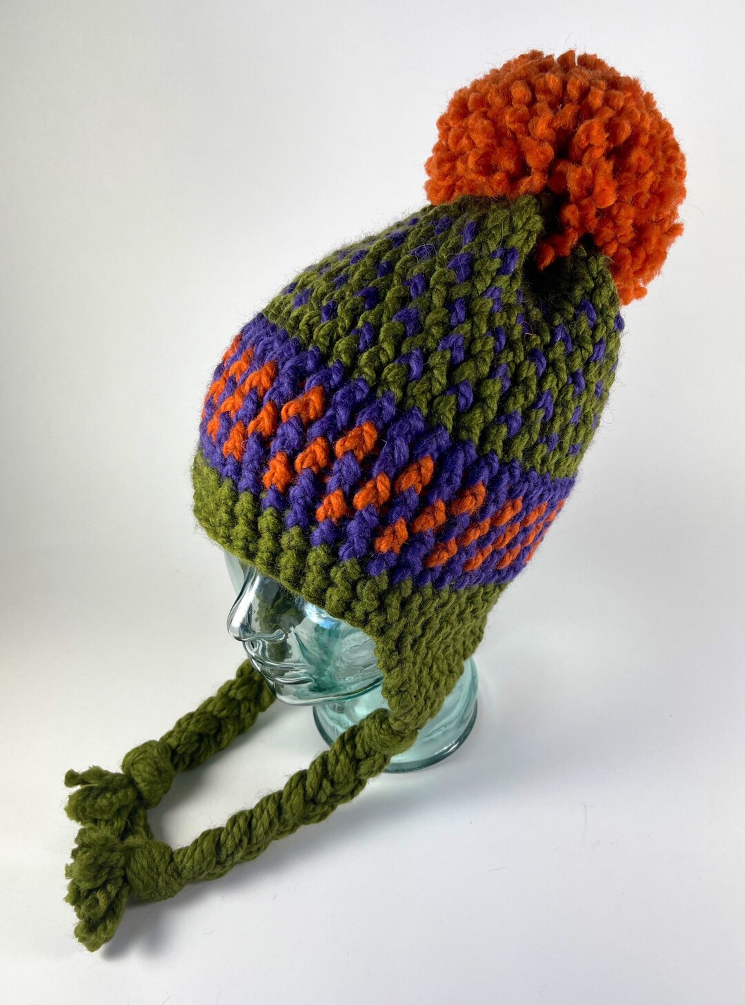 Hand Knit Ear Flap Hat Peruvian Style Hat Ear Warmer Hat - Etsy