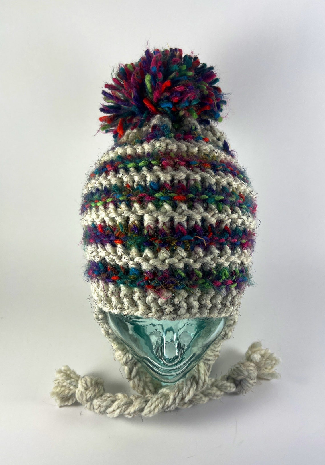 Hand Knit Ear Flap Hat, Peruvian Style Hat, Ear Warmer Hat, Ear Muff ...