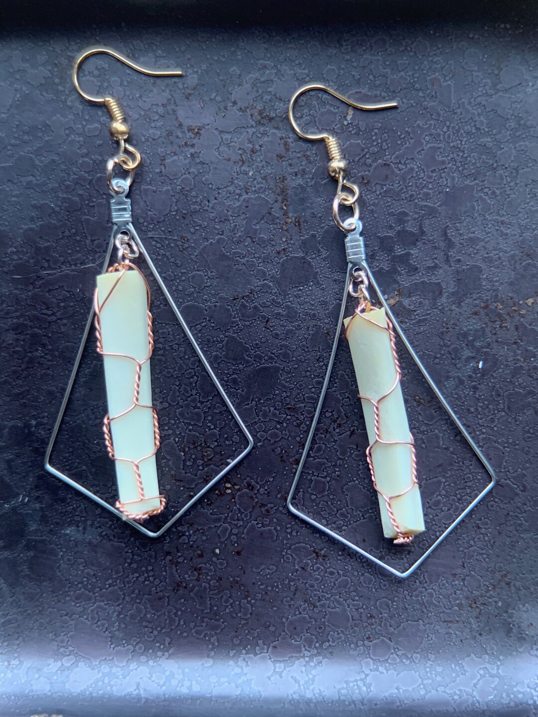 Geometric Hoop and Bone Earring Set - Etsy