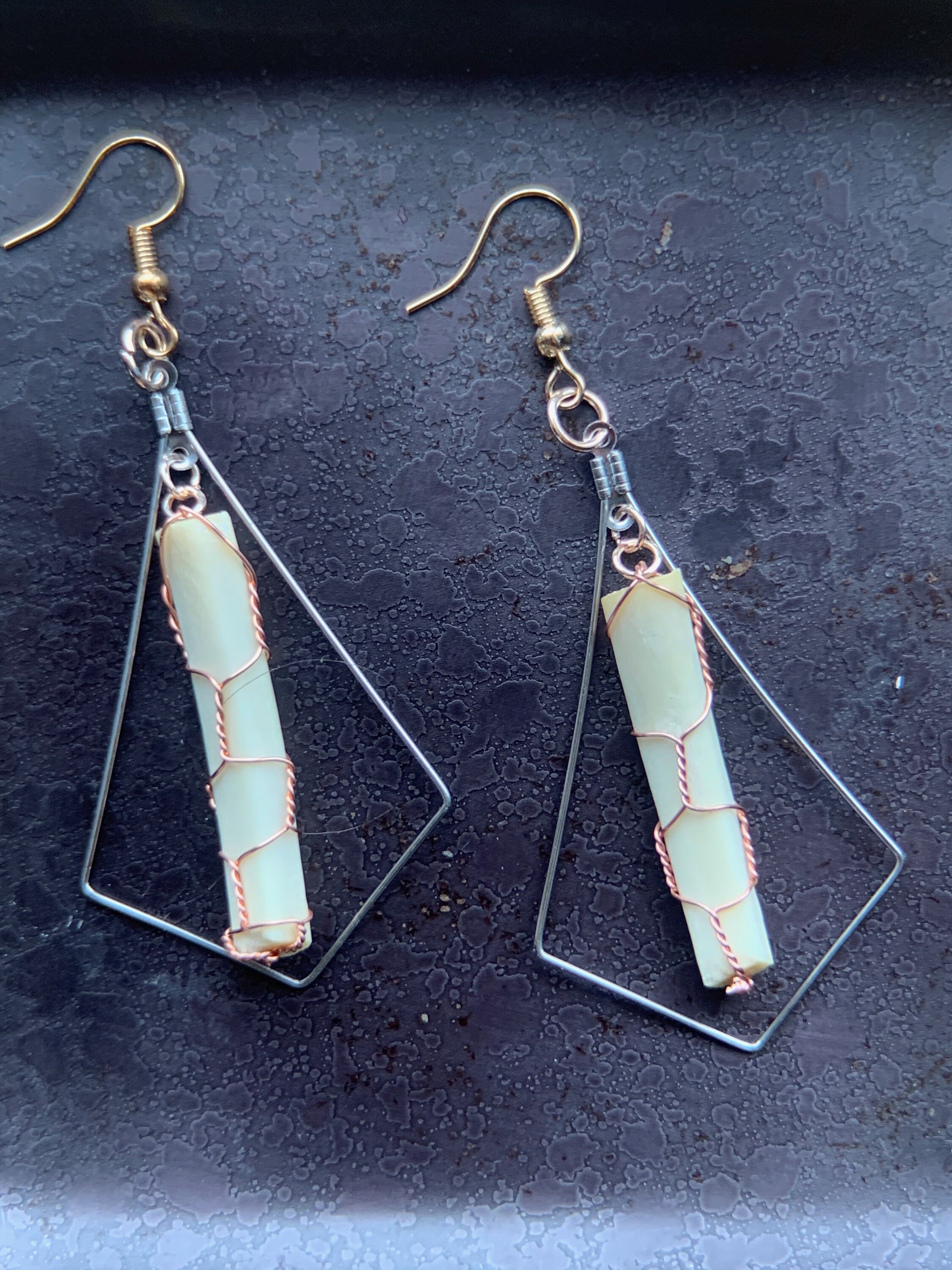 Geometric Hoop and Bone Earring Set - Etsy