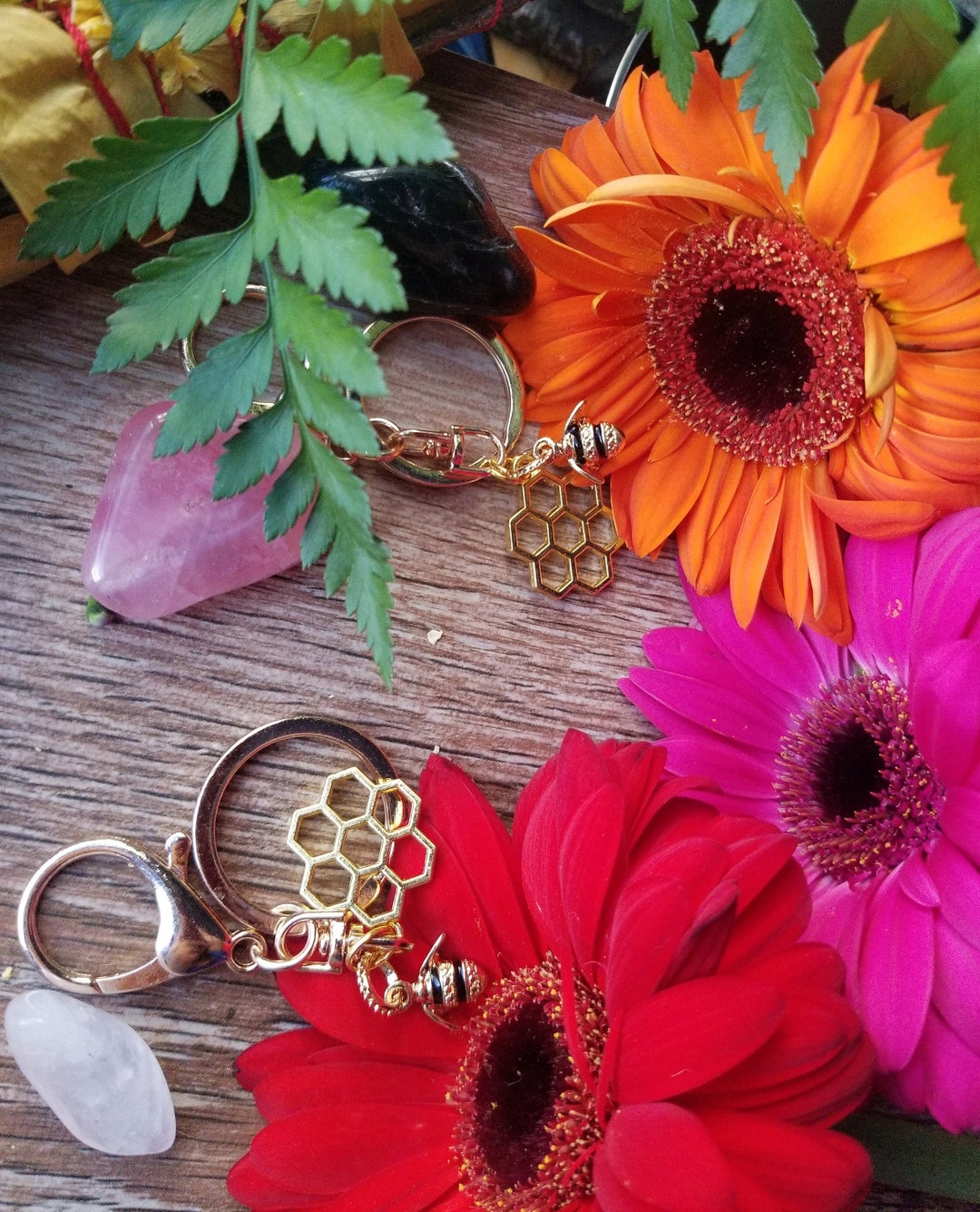 Gold Honeycomb Bee Keychain, 24k Plated Charm - Etsy