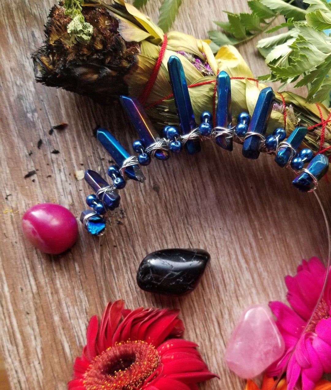 Jaime Aura Quartz Tiara, Crystal Headpiece, Festival Costume - Etsy
