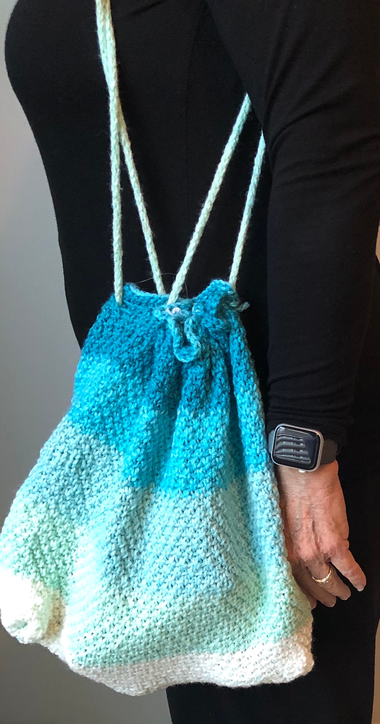 Blue Purse Teal Drawstring Bag, Blue Pocketbook , New Handmade ...