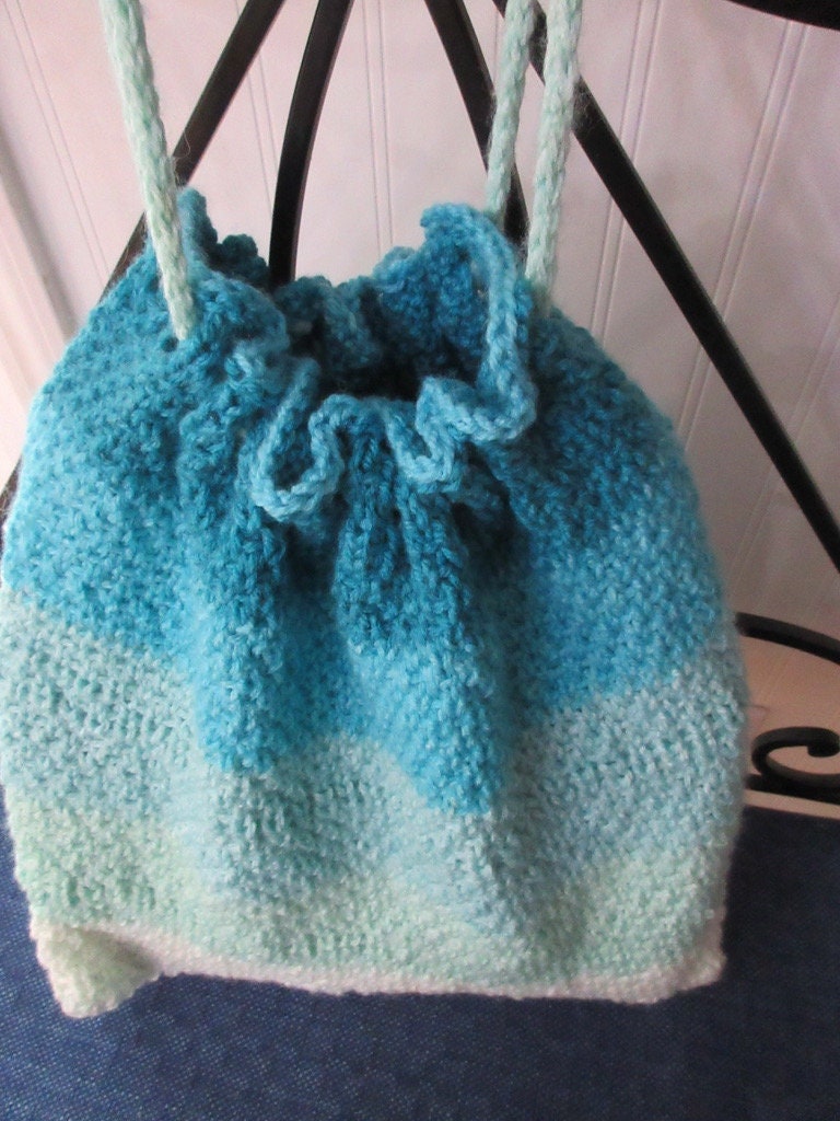 Blue Purse - Teal Drawstring Bag, Blue Pocketbook , New Handmade ...