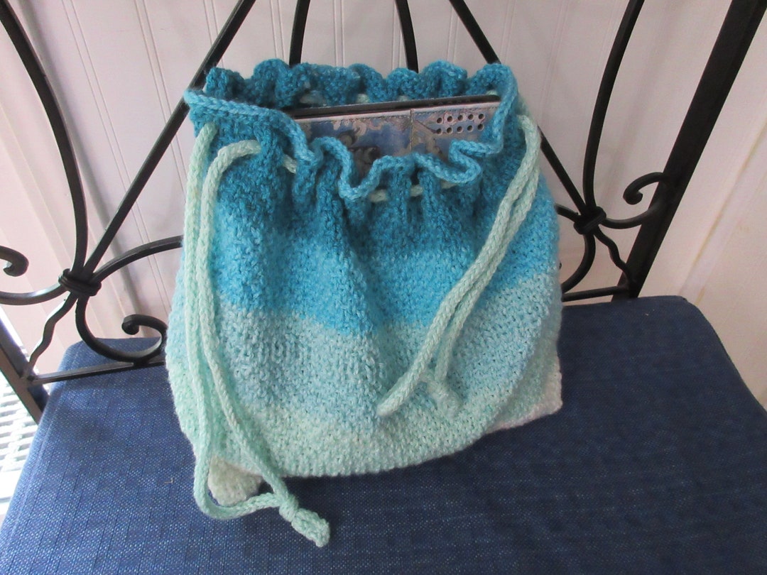 Blue Purse - Teal Drawstring Bag, Blue Pocketbook , New Handmade ...