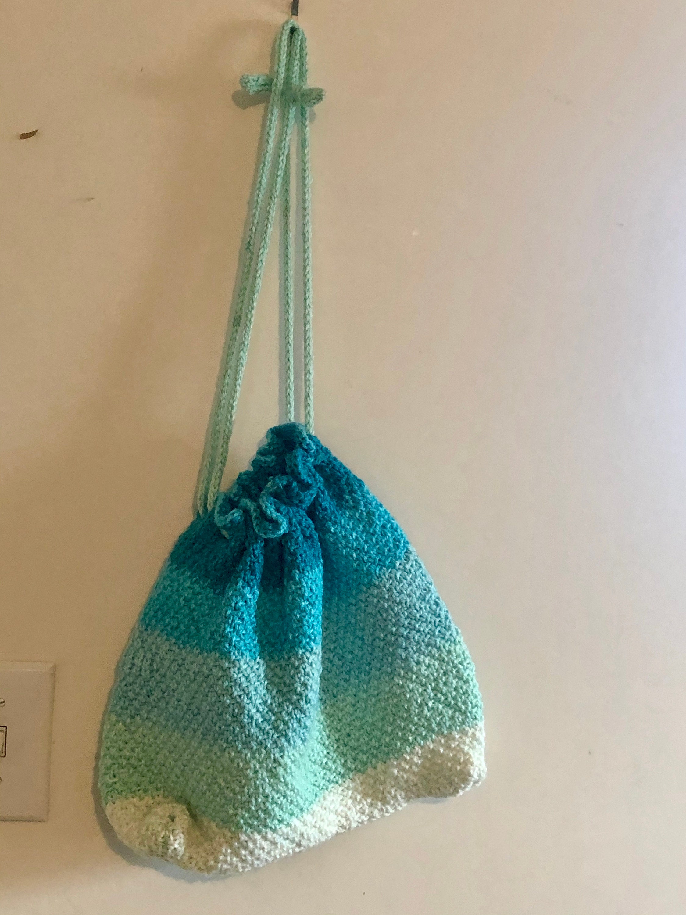 Blue Purse - Teal Drawstring Bag, Blue Pocketbook , New Handmade ...