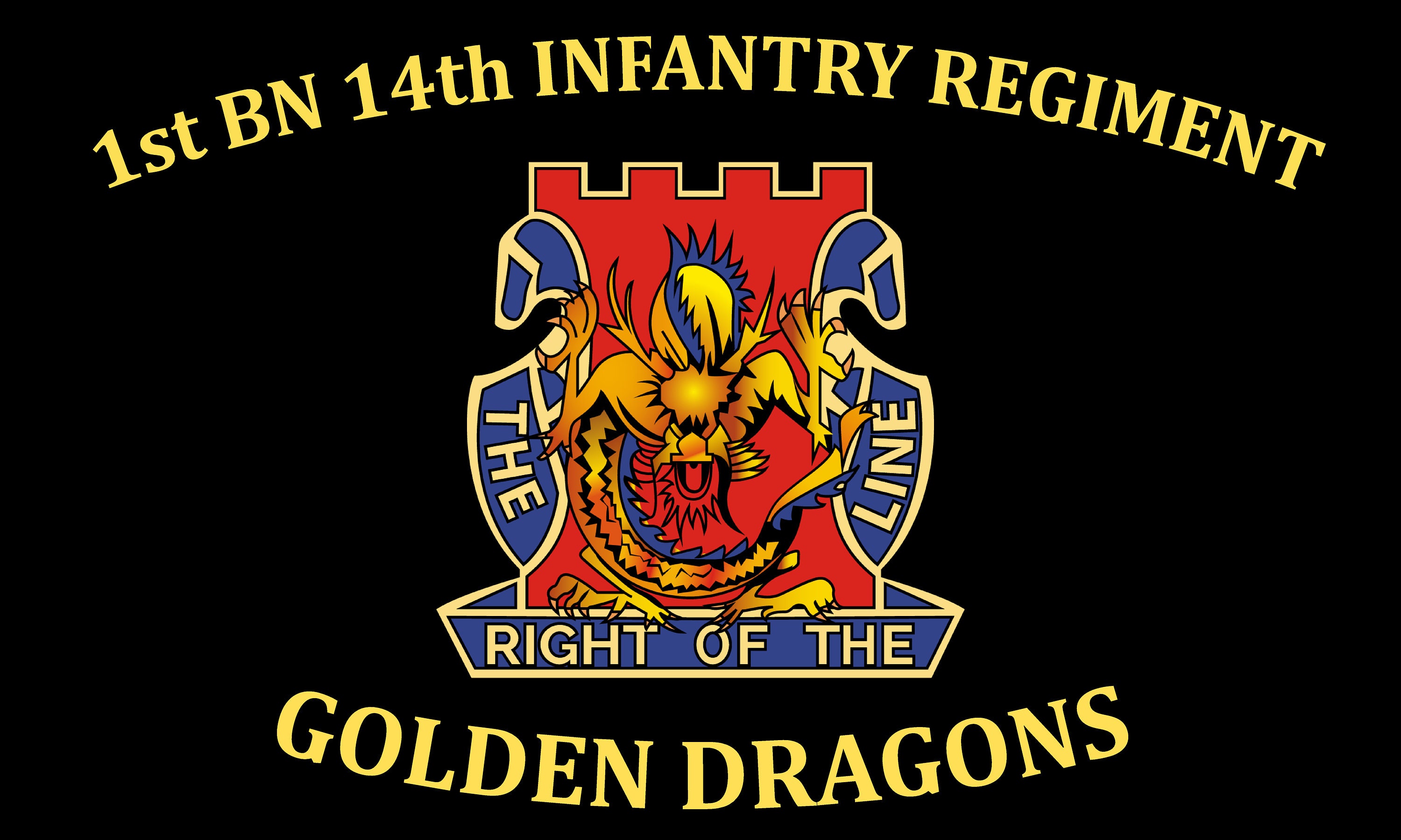 14th IN. Flags & Guidons Double Sided GOLDEN DRAGONS | Etsy