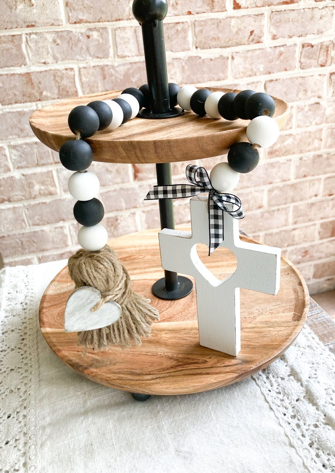 Cross Bead Garland, Hygge Farmhouse Garland, Fall Garland, Tassel ...