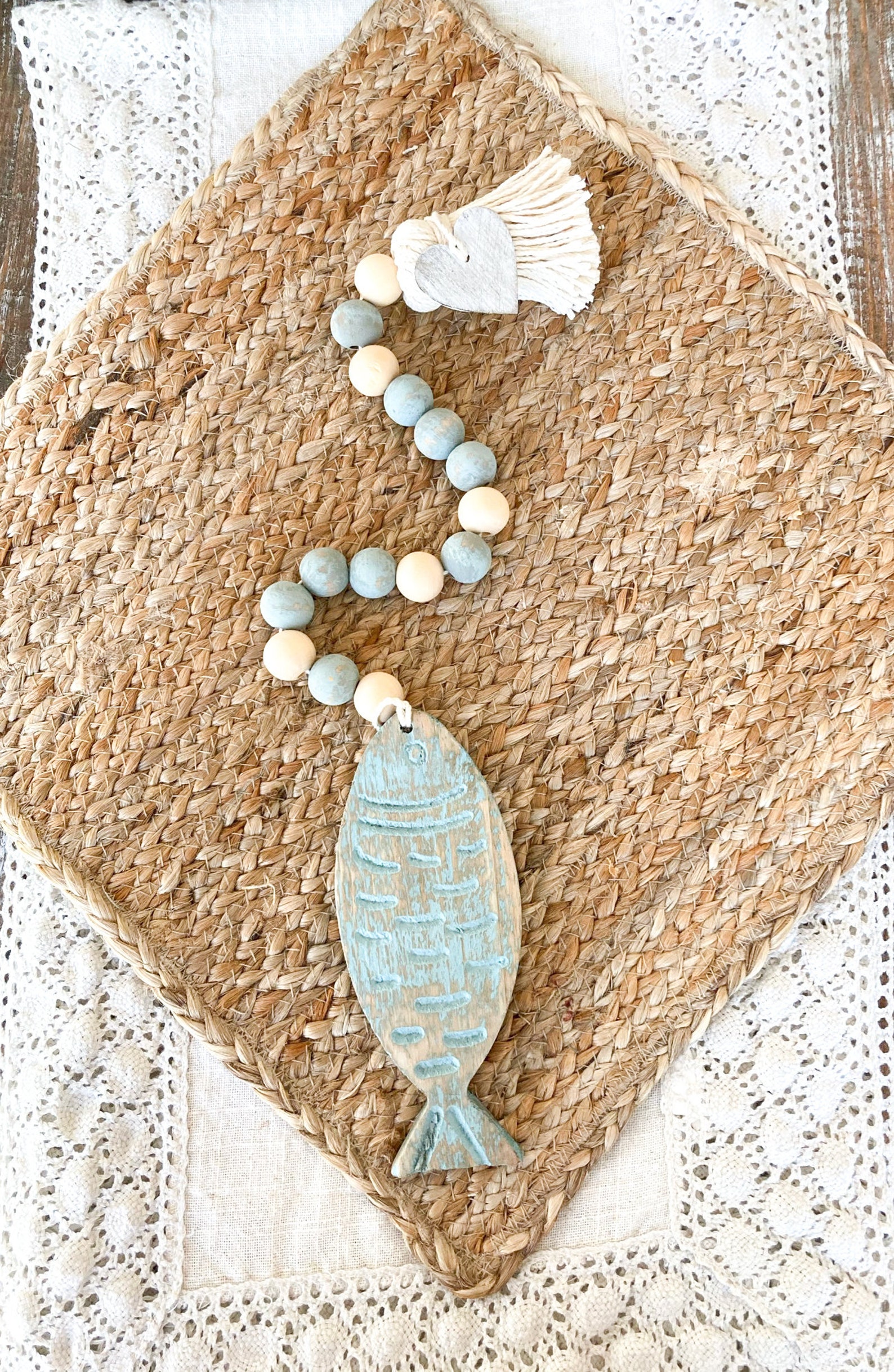 Coastal Bead Garland Hygge Garland Fish Garland Tassel - Etsy