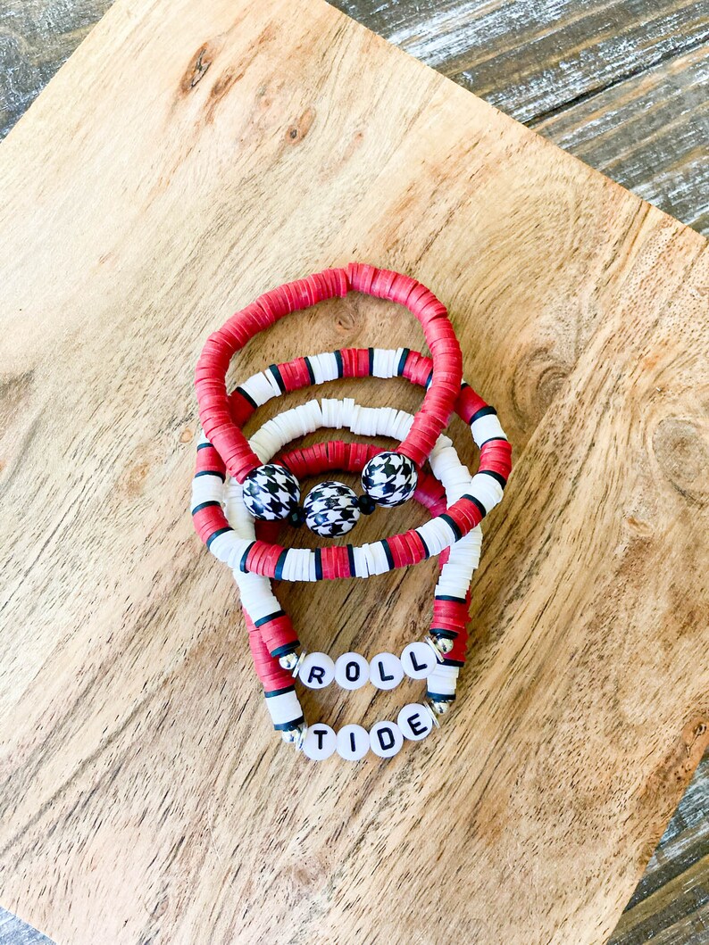 Alabama Heishi Stack Bracelets Roll Tide Heishi University - Etsy