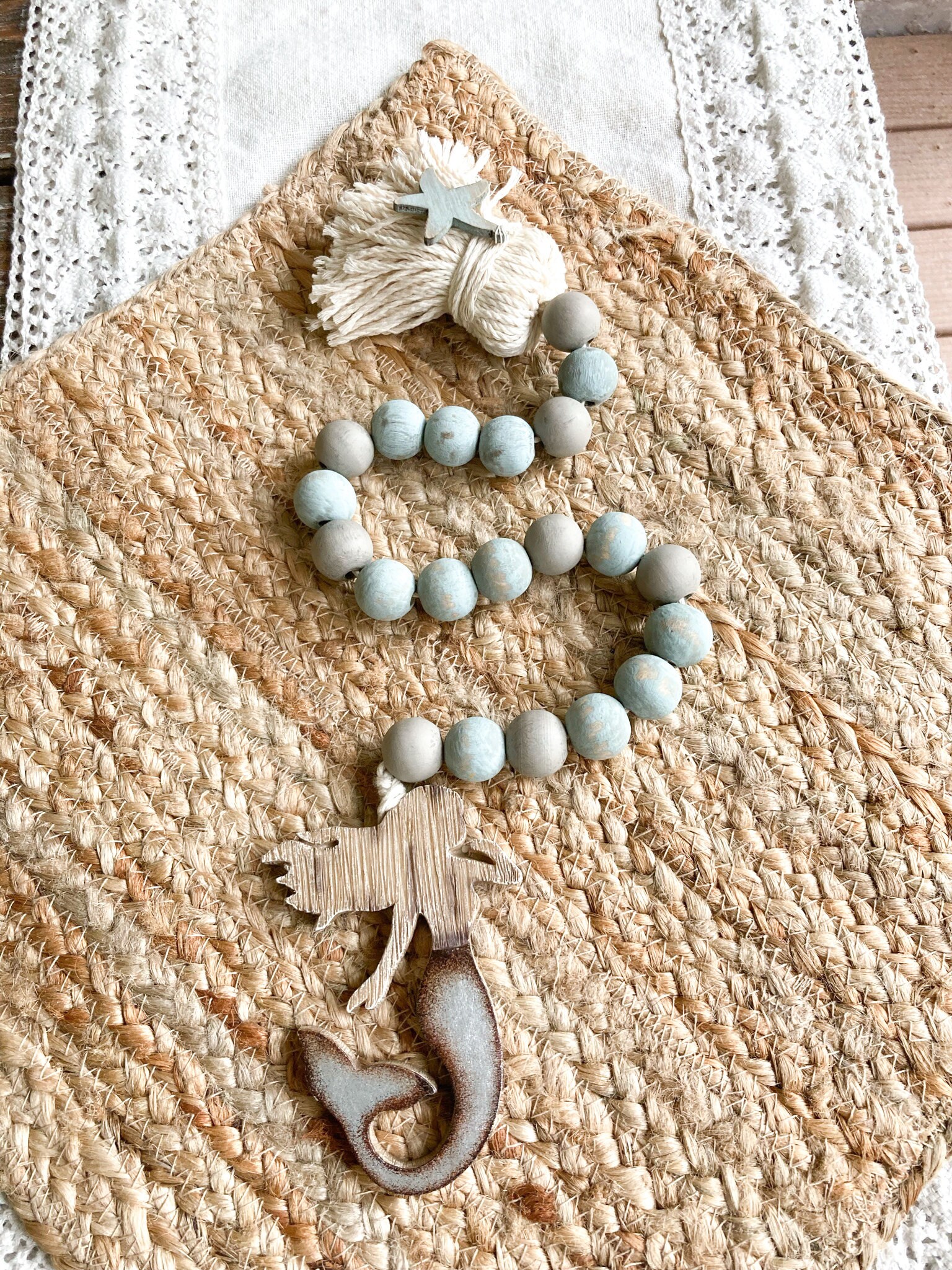 Coastal Bead Garland, Hygge Garland, Mermaid Garland, Tassel Garland ...