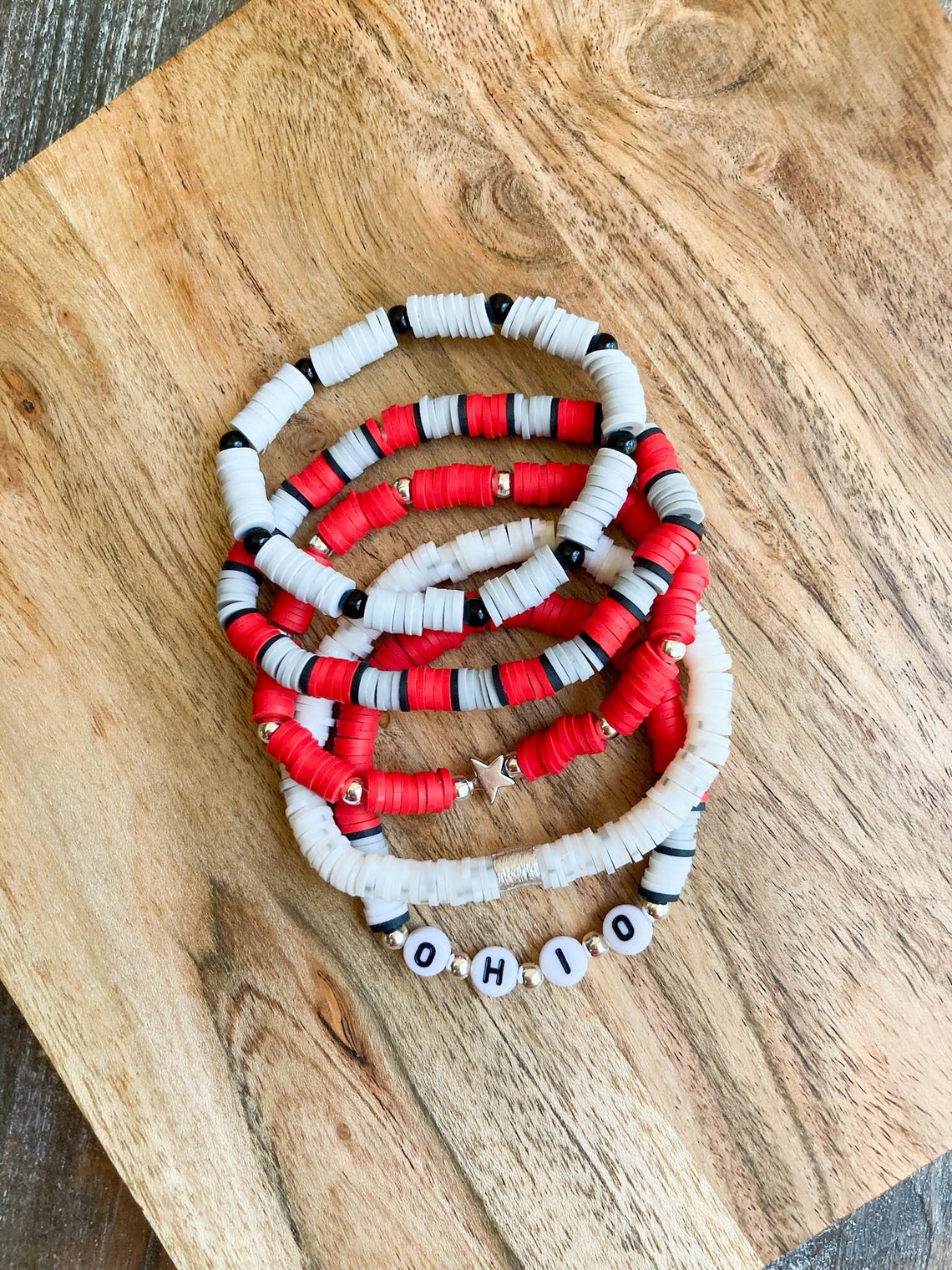 Ohio State Heishi Stack Bracelets, Buckeye Heishi, OSU Heishi Bracelets ...