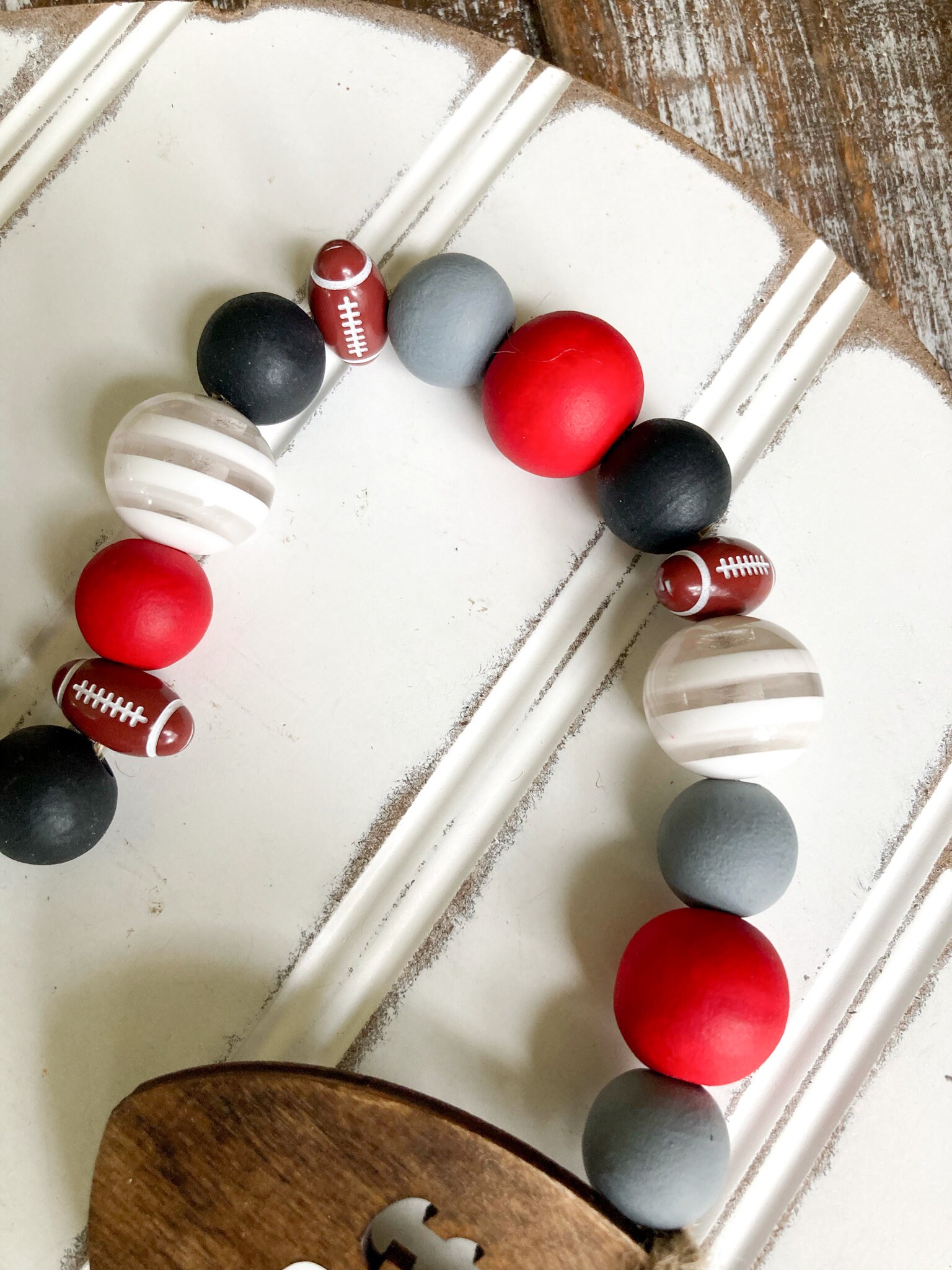 Football Bead Garland, Fall Decor, Tiered Tray Decor, Football Decor ...