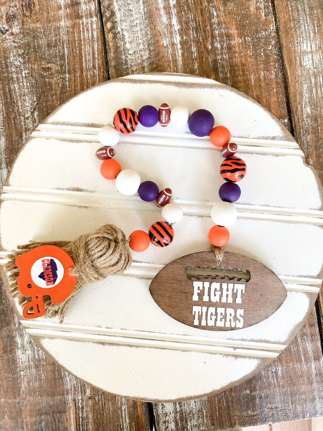 Football Bead Garland, Fall Decor, Tiered Tray Decor, Football Decor ...