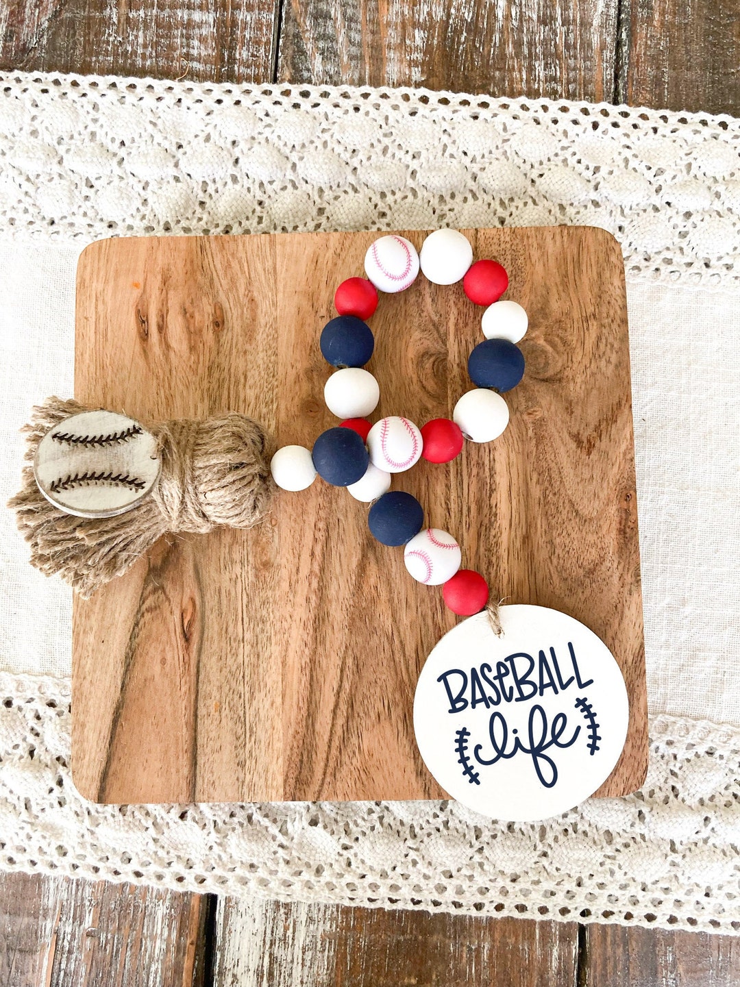 Baseball Bead Garland, Tiered Tray Decor, Classroom Decor, Personalized ...