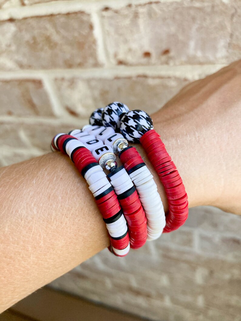 Alabama Heishi Stack Bracelets Roll Tide Heishi University - Etsy