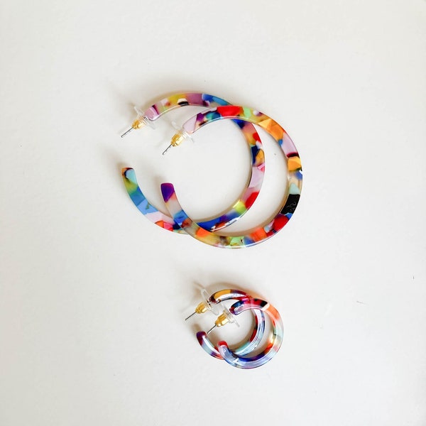 Resin Hoop Earrings - Etsy