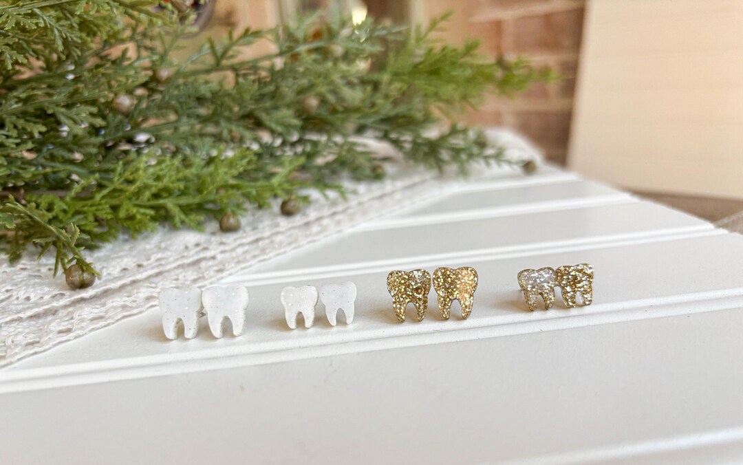 Molar Studs, Gold Tooth Studs, Hygienist Gift, Dentist Gift, Tooth ...