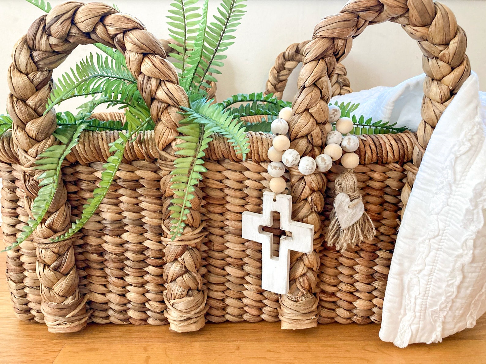 Cross Bead Garland, Hygge Farmhouse Garland, Easter Garland, Tassel ...