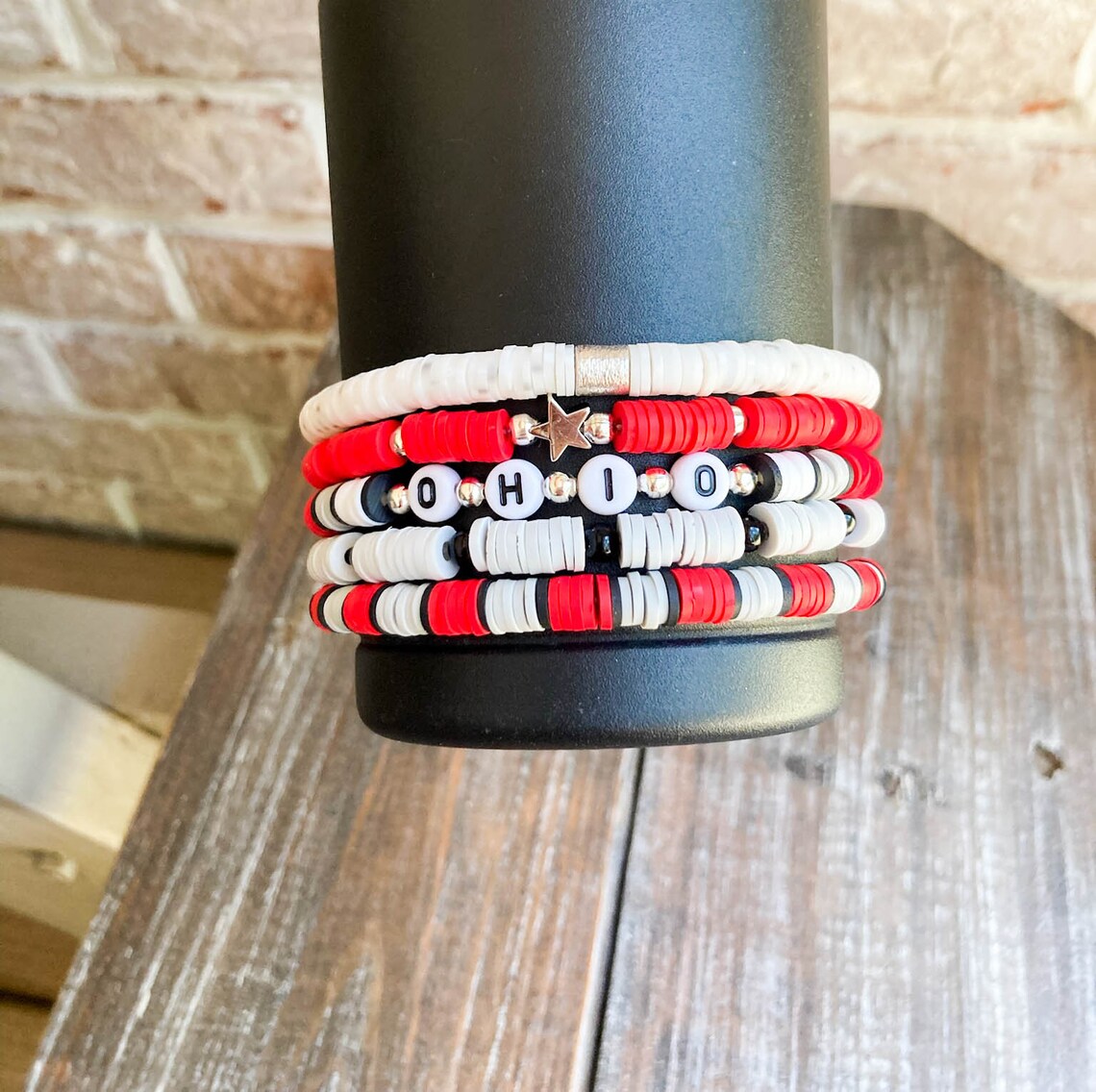 Ohio State Heishi Stack Bracelets, Buckeye Heishi, OSU Heishi Bracelets, OHIO Heishi, College ...