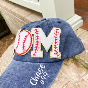 Sports Mom Chenille Patch Hat, Sports Mom, Softball Mom, Volleyball Mom ...