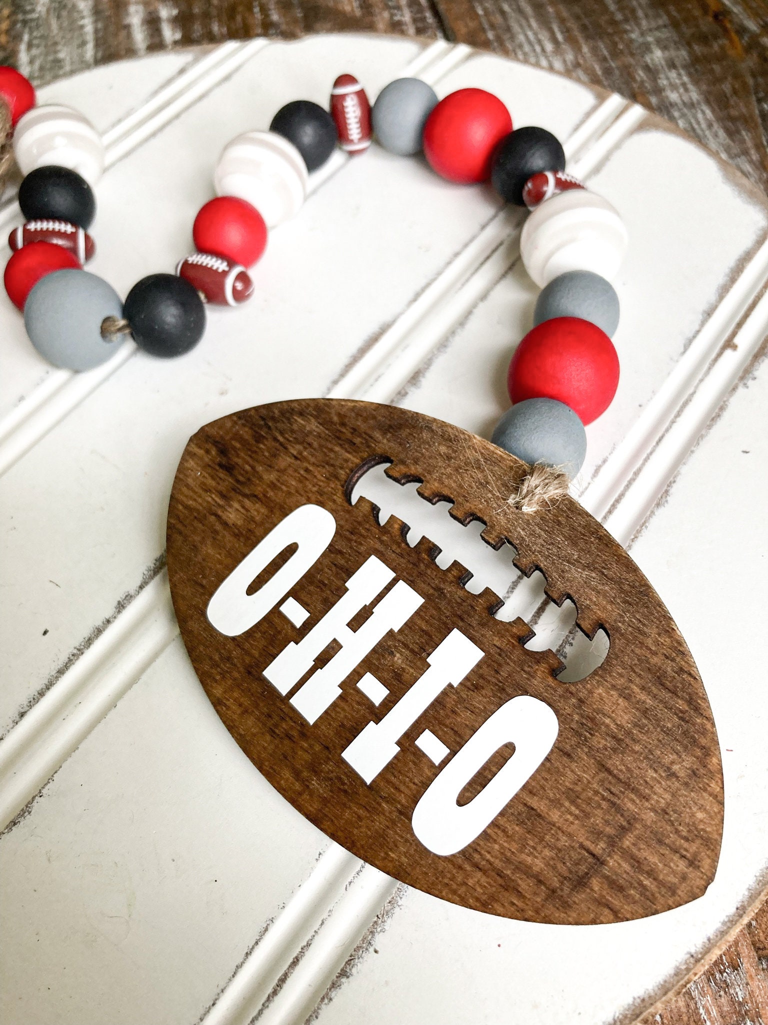 Football Bead Garland, Fall Decor, Tiered Tray Decor, Football Decor ...