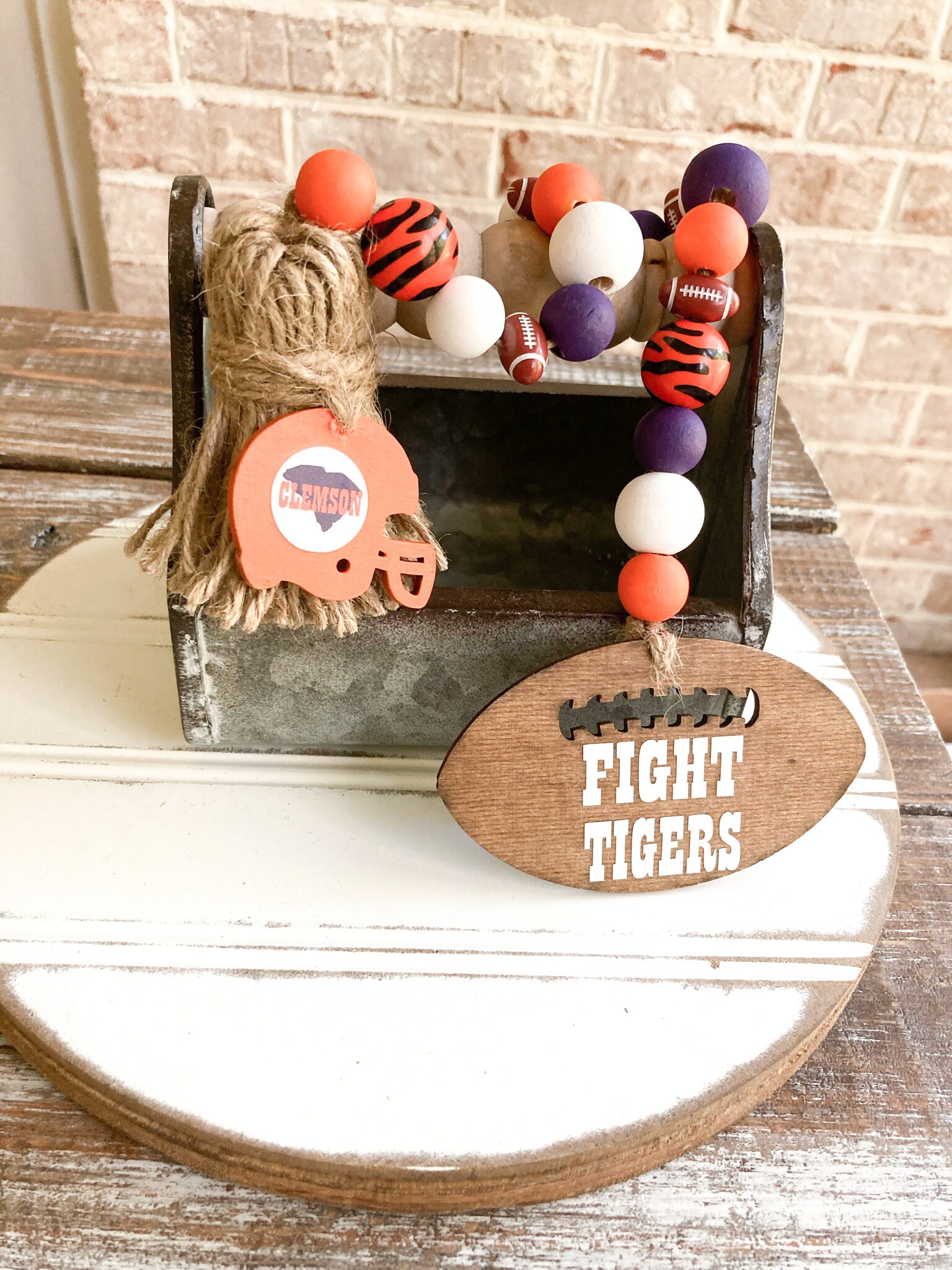 Football Bead Garland, Fall Decor, Tiered Tray Decor, Football Decor ...