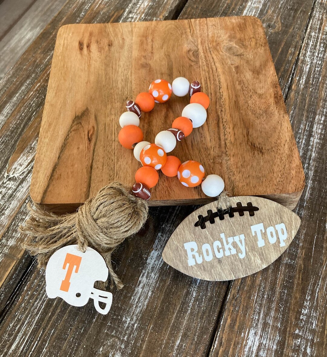 Football Bead Garland, Go Vols, Rocky Top, Tiered Tray Decor, Tailgate ...