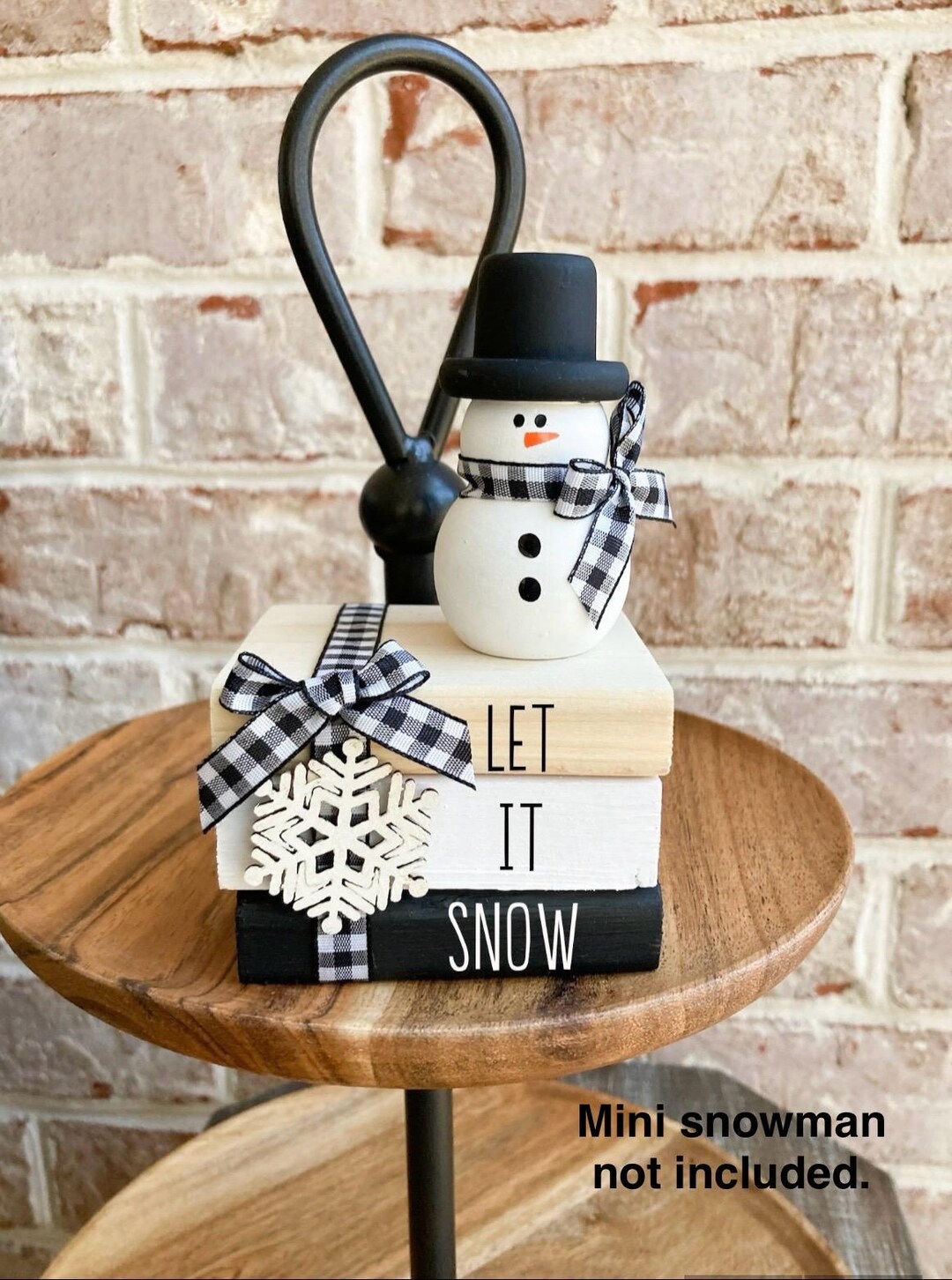 Let It Snow Farmhouse Books, Mini Wooden Book Stack, Winter Tiered Tray ...