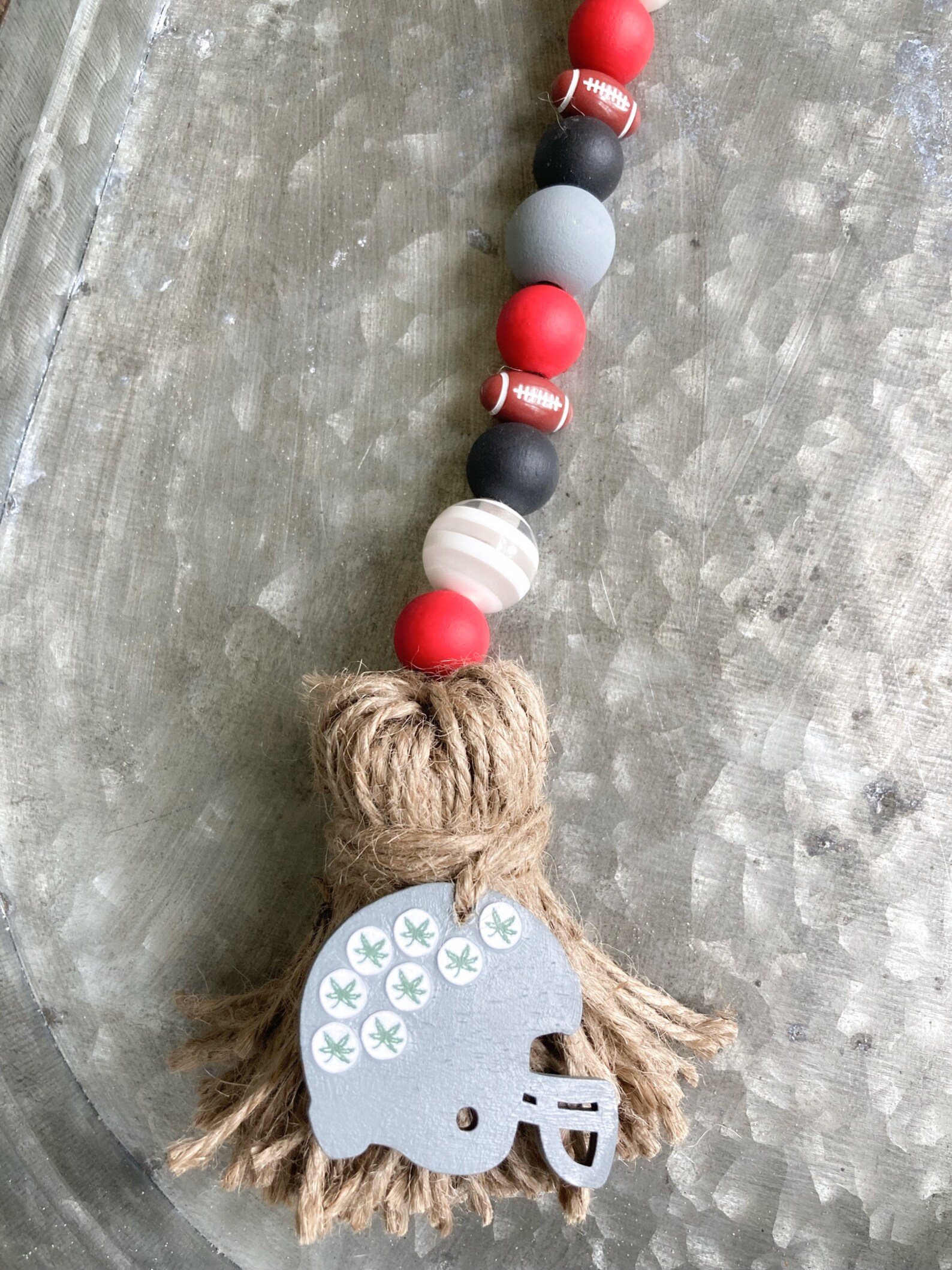 Football Bead Garland, Fall Decor, Tiered Tray Decor, Football Decor ...