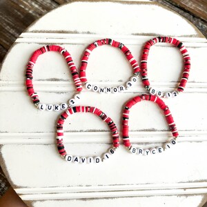 School Spirit, Team Spirit, Custom Heishi Stack, Name Bracelet Beads, Team Heishi, School Heishi ...