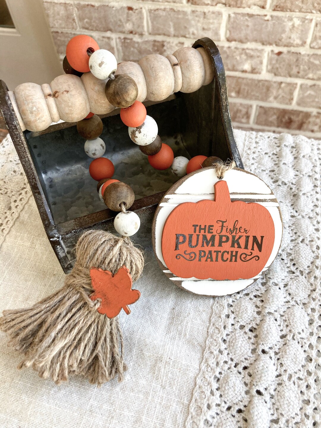 Farmhouse Fall Pumpkin Bead Garland, Blue Fall Decor, Pumpkin Decor ...