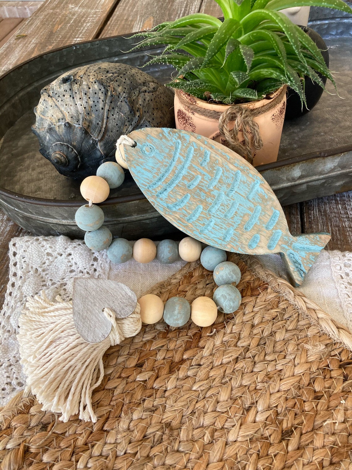 Coastal Bead Garland Hygge Garland Fish Garland Tassel - Etsy