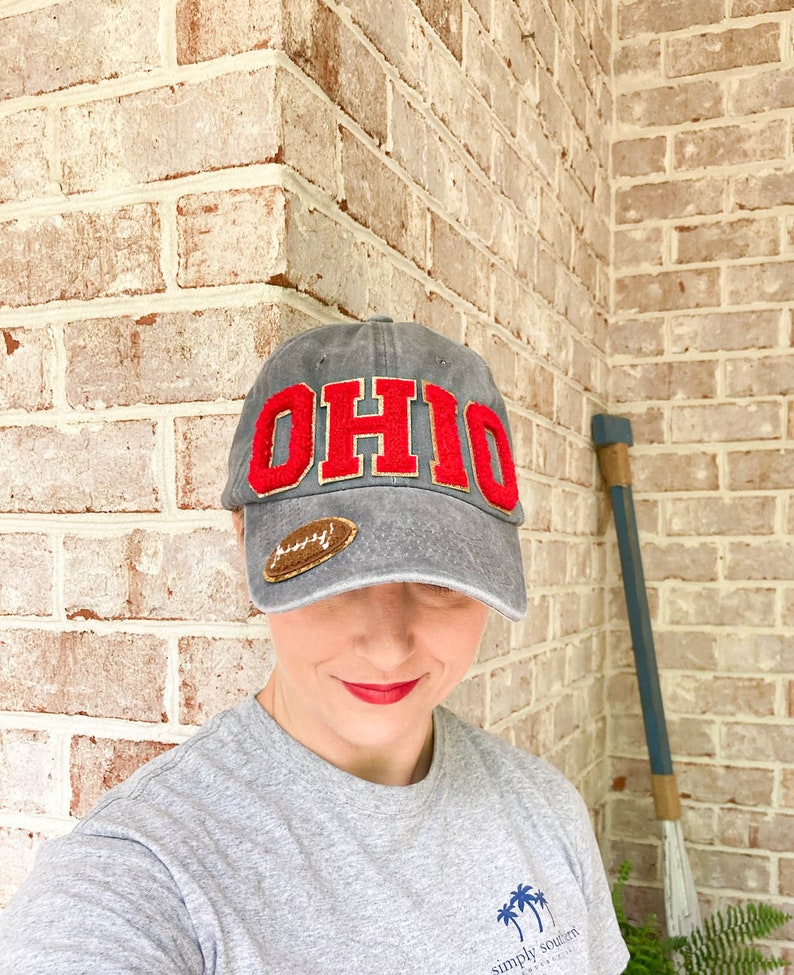 Chenille Letter Football Hat, OHIO Hat, OHIO Trucker Hat, Go Buckeyes ...