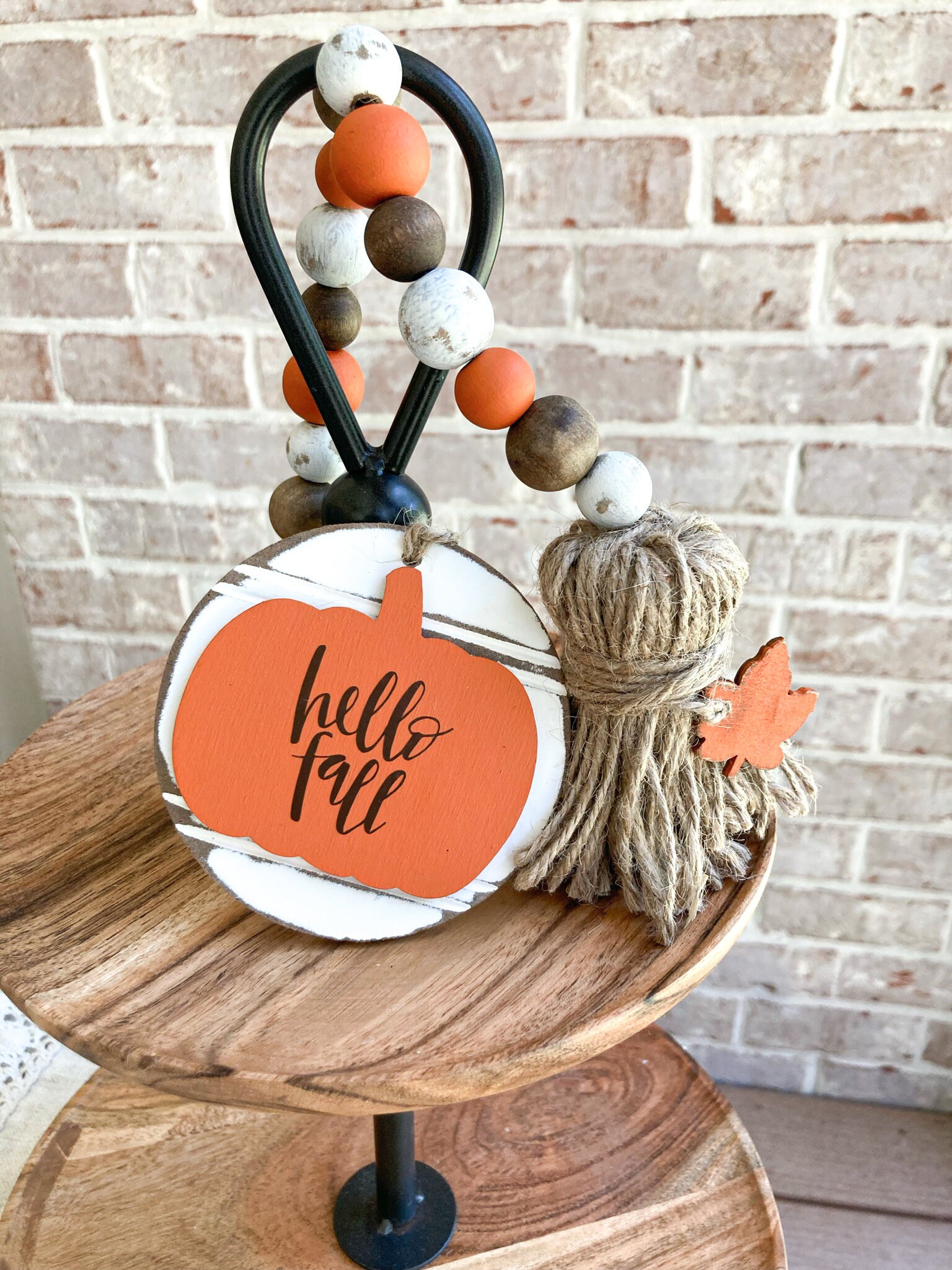 Farmhouse Fall Pumpkin Bead Garland, Blue Fall Decor, Pumpkin Decor ...