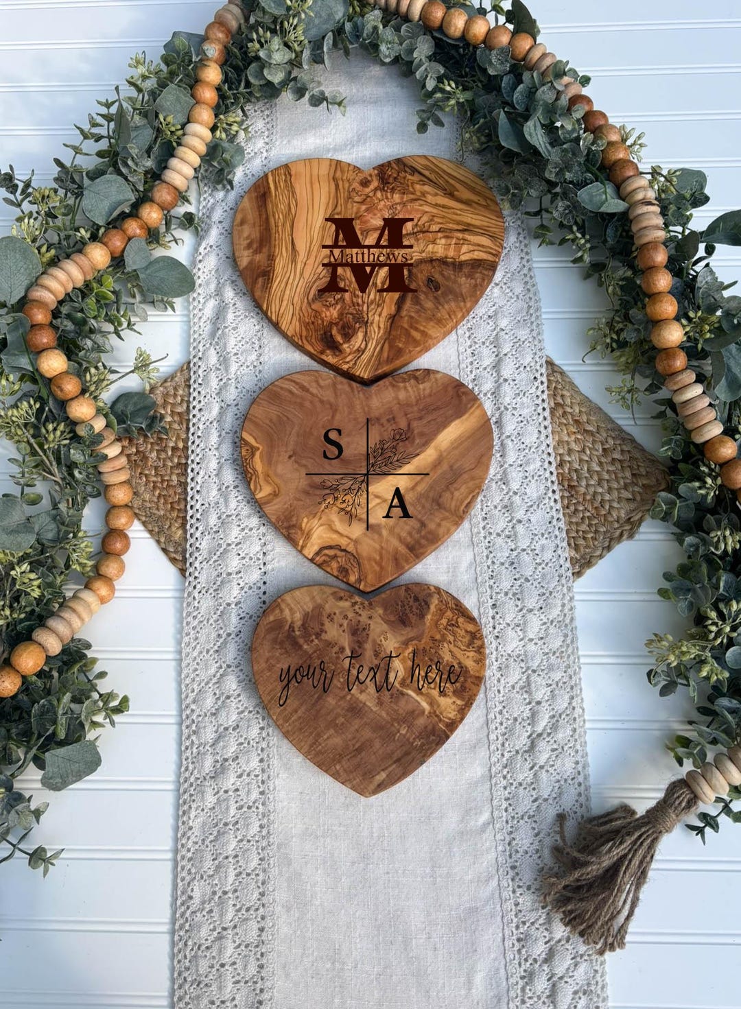 Olive Wood Heart Shaped Board, Personalized Cutting Board, Charcuterie ...
