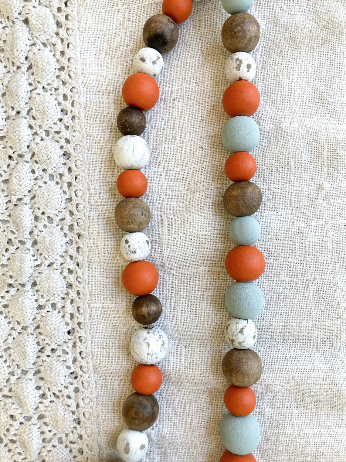 Farmhouse Fall Pumpkin Bead Garland, Blue Fall Decor, Pumpkin Decor ...
