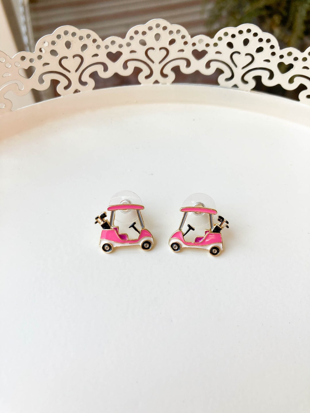 Golf Studs, Golf Earrings, Golf Cart Studs, Retirement Gift, LGA Gift ...