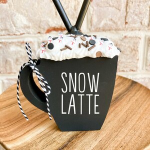 Faux Snow Latte, Faux Latte, Coffee Bar Decor, Snow Tiered Tray, Winter ...