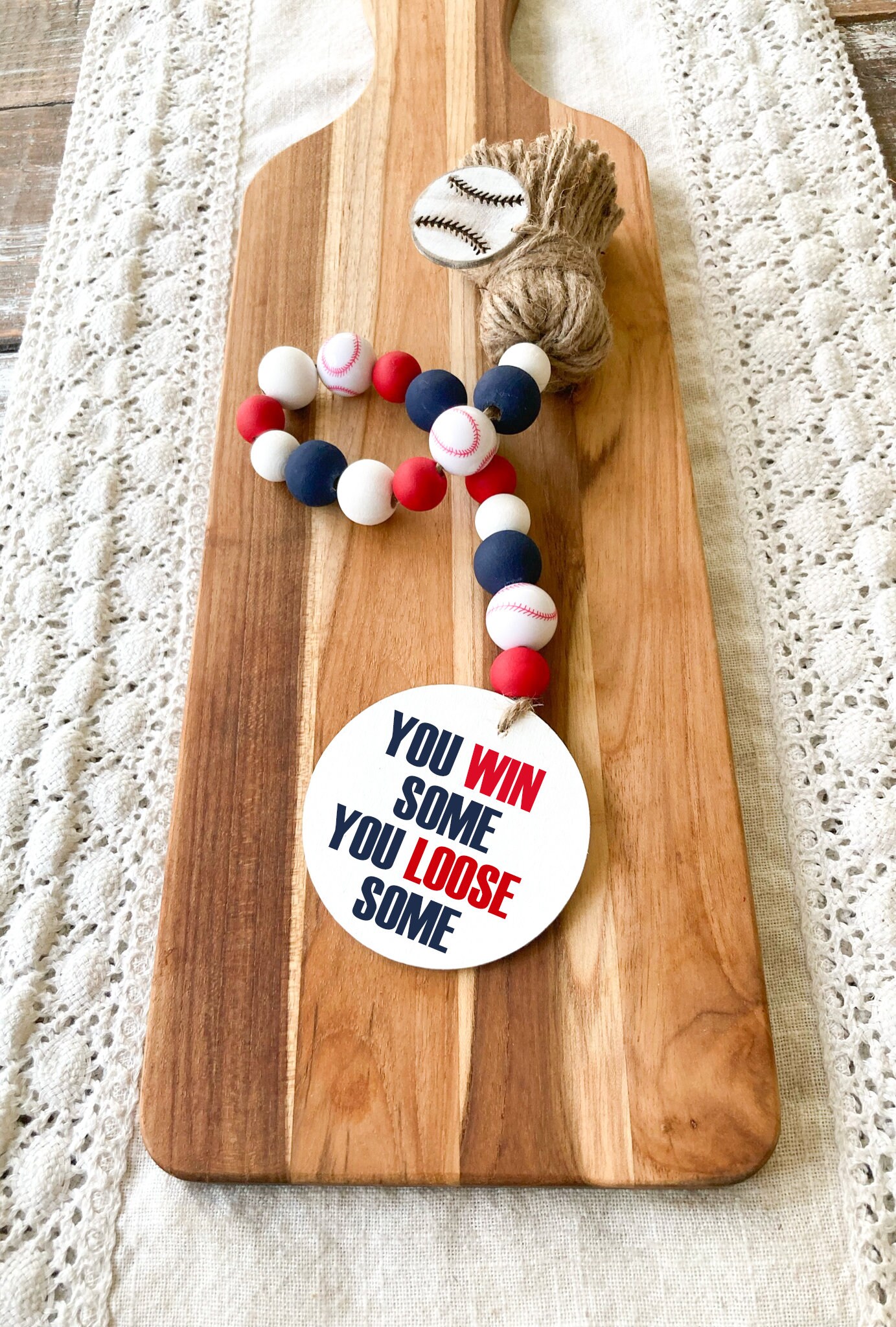 Yankees Bead Garland, Tiered Tray Decor, MLB Decor, Yankees Baseball ...