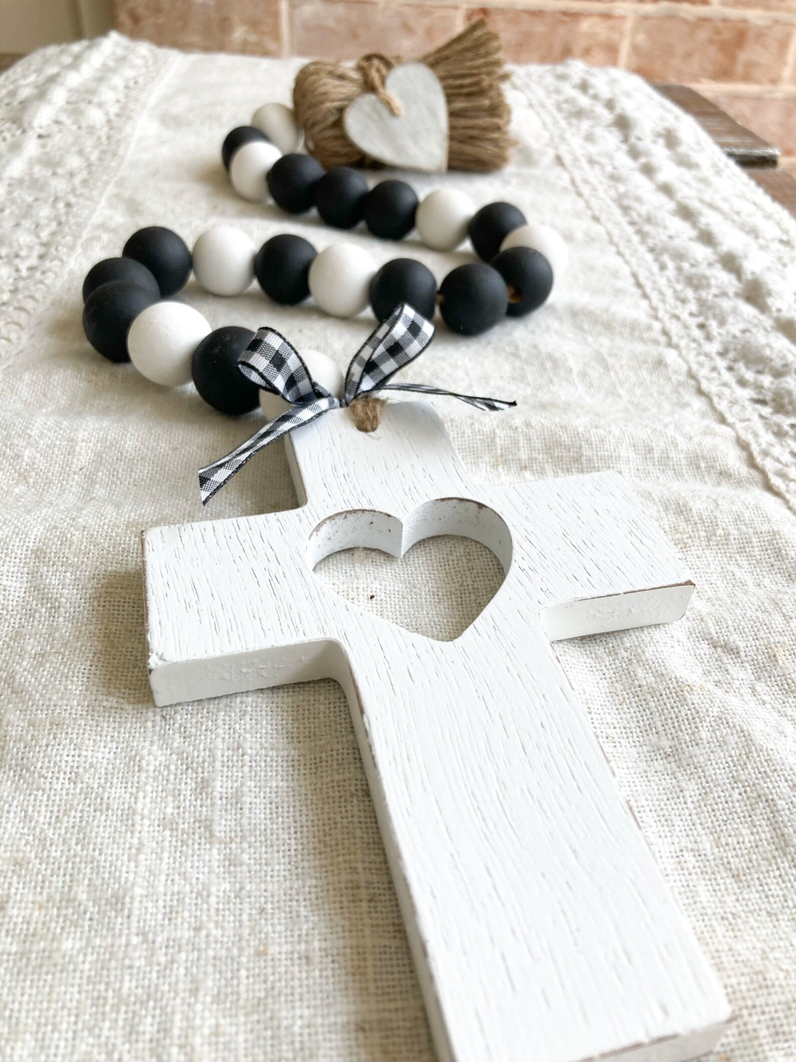 Cross Bead Garland Hygge Farmhouse Garland Fall Garland - Etsy