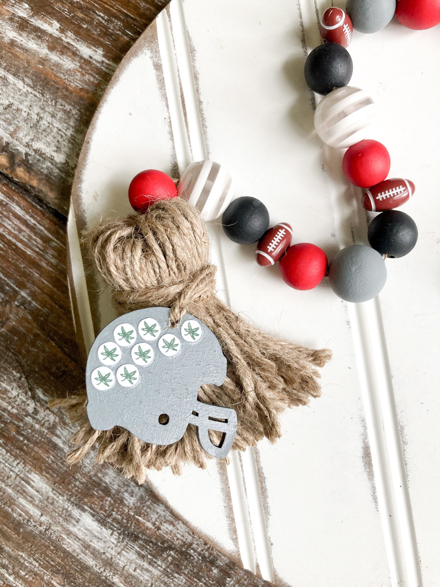 Football Bead Garland, Fall Decor, Tiered Tray Decor, Football Decor ...