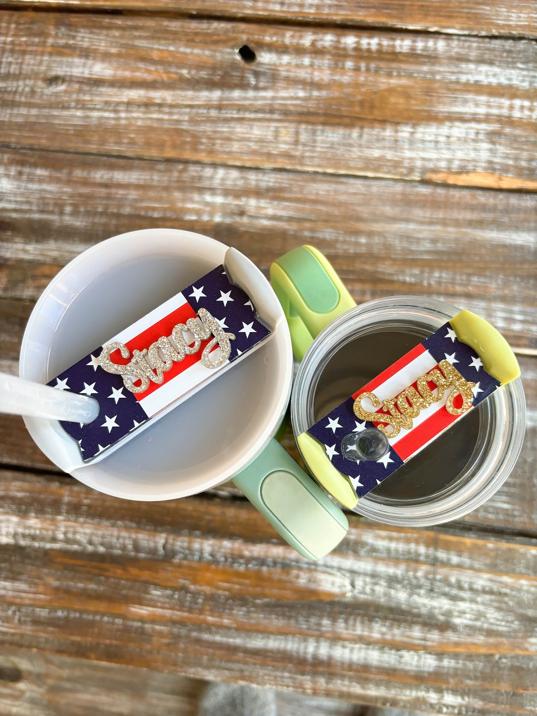 4th of July Stanley Name Plate, USA, American Flag Stanley Tag, Tumbler ...