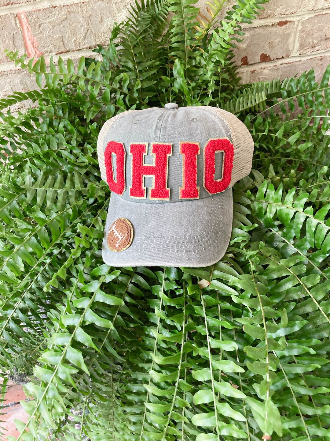 Chenille Letter Football Hat, OHIO Hat, OHIO Trucker Hat, Go Buckeyes ...
