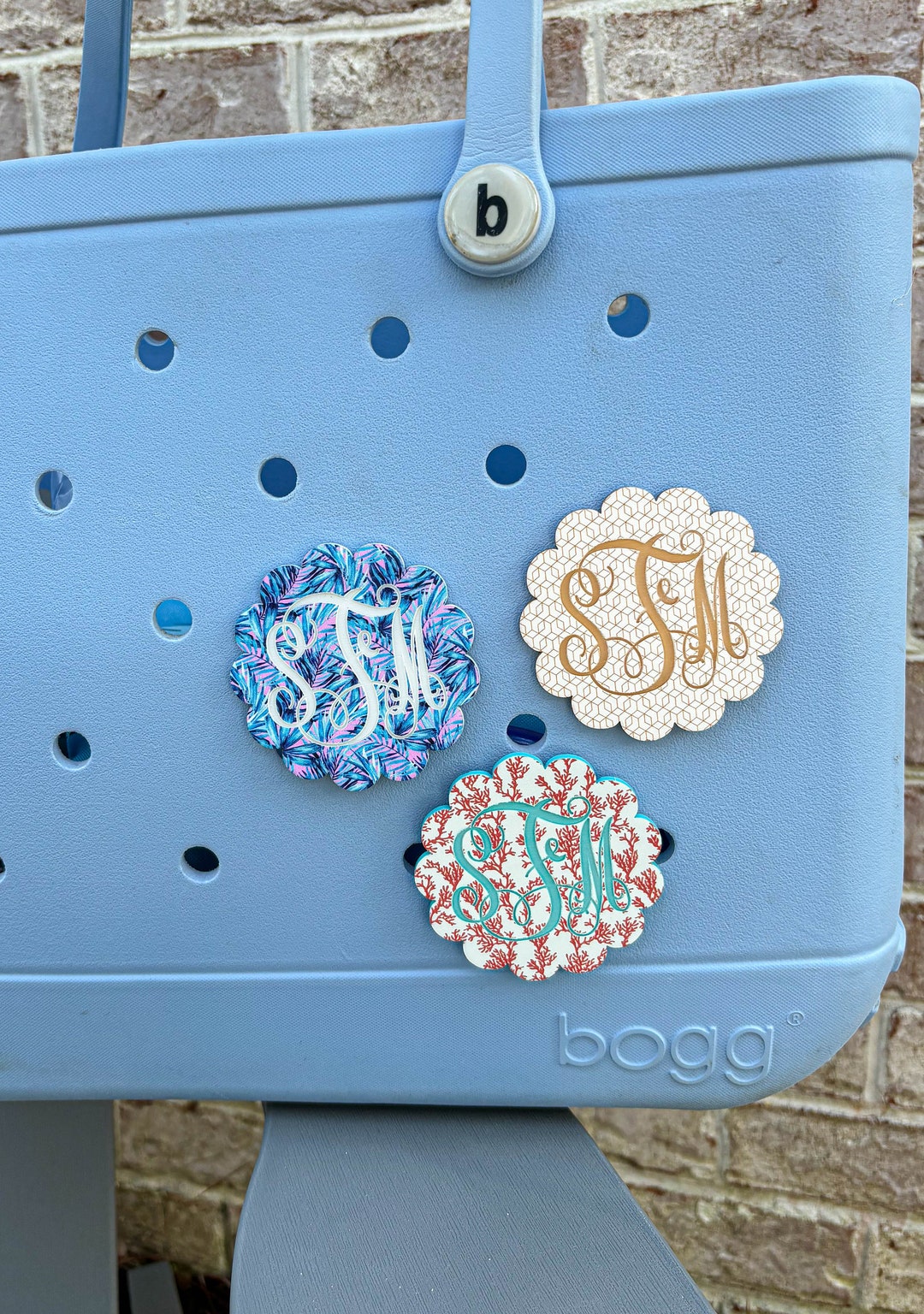 Monogram Bogg Bit, Script Initials Bogg Bit, Bogg Charm, Letter Bit, Lilly Inspired, Pool Bag ...